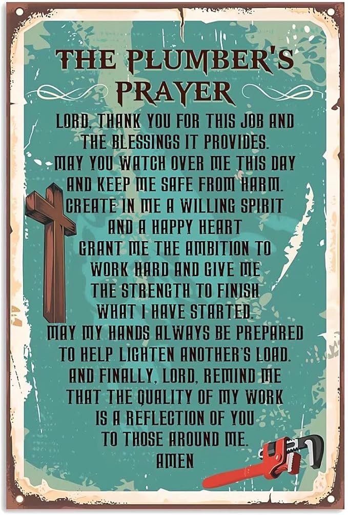 Amazon.com: Metal Sign Retro The Plumber's Prayer Poster Wall Decor Art ...