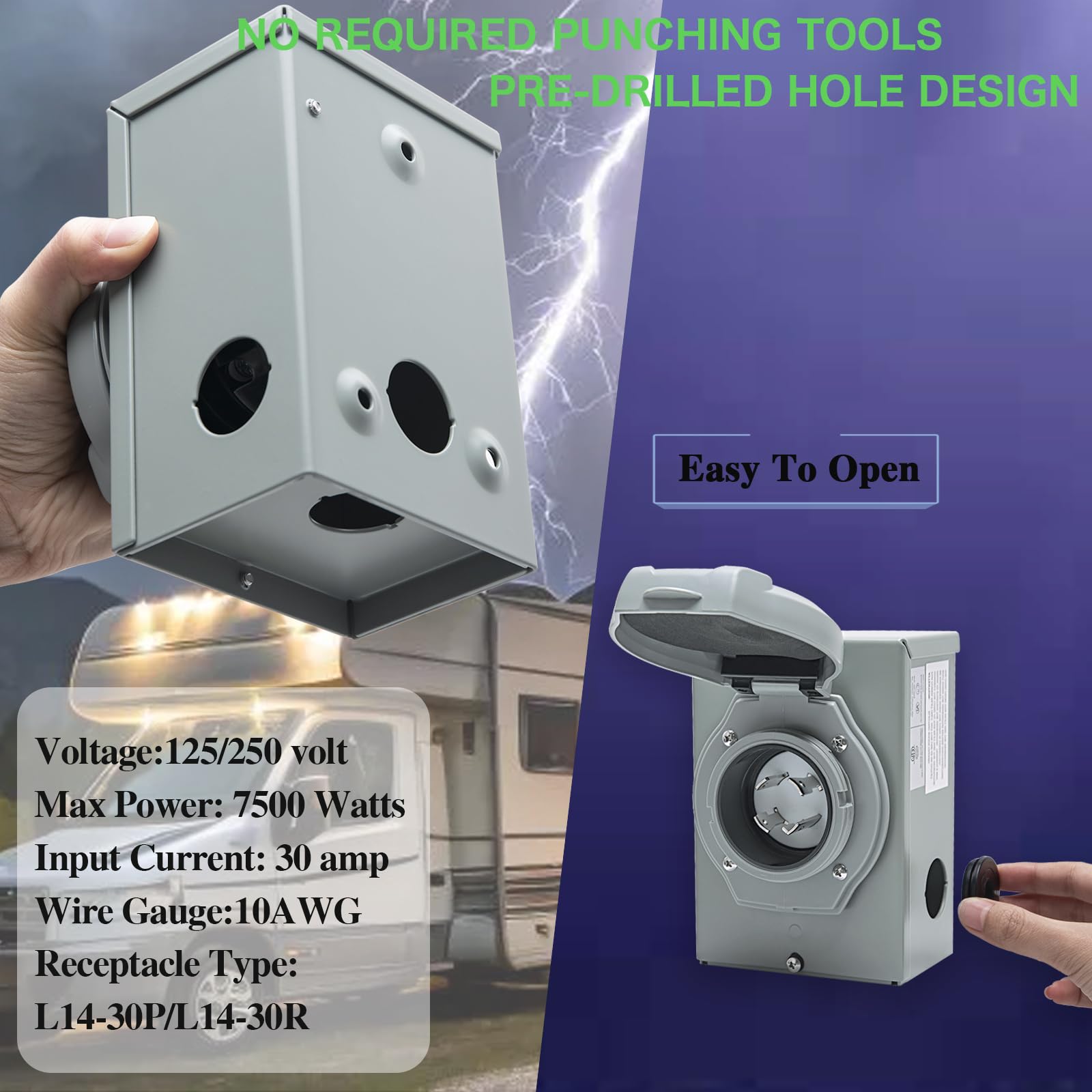Snapklik.com : 30amp Generator Cord And Power Inlet Box Kit, 25 Feet 4 ...