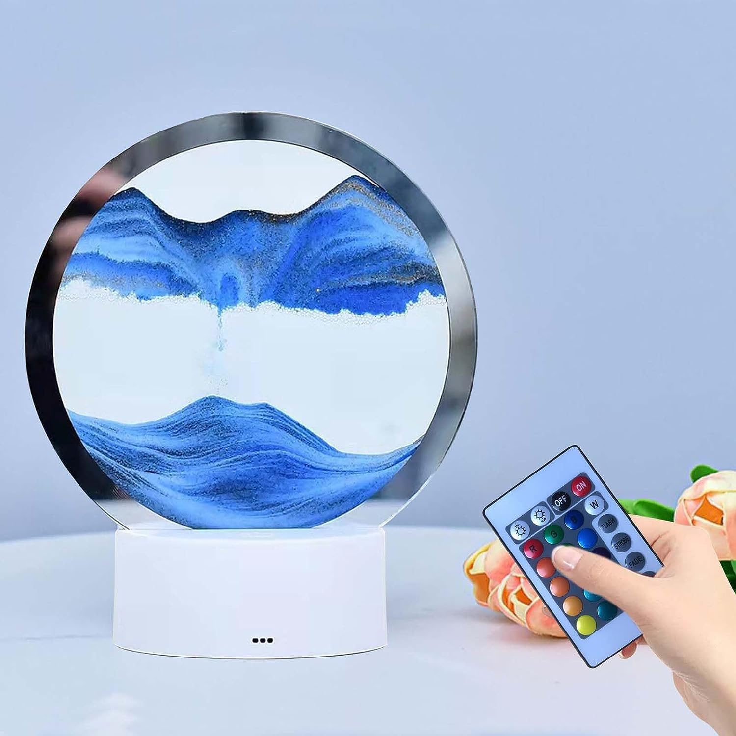 Dsrmxs 3D Moving Sand Art Table Lamp, LED Sand Art Lamp 360° Rotating ...