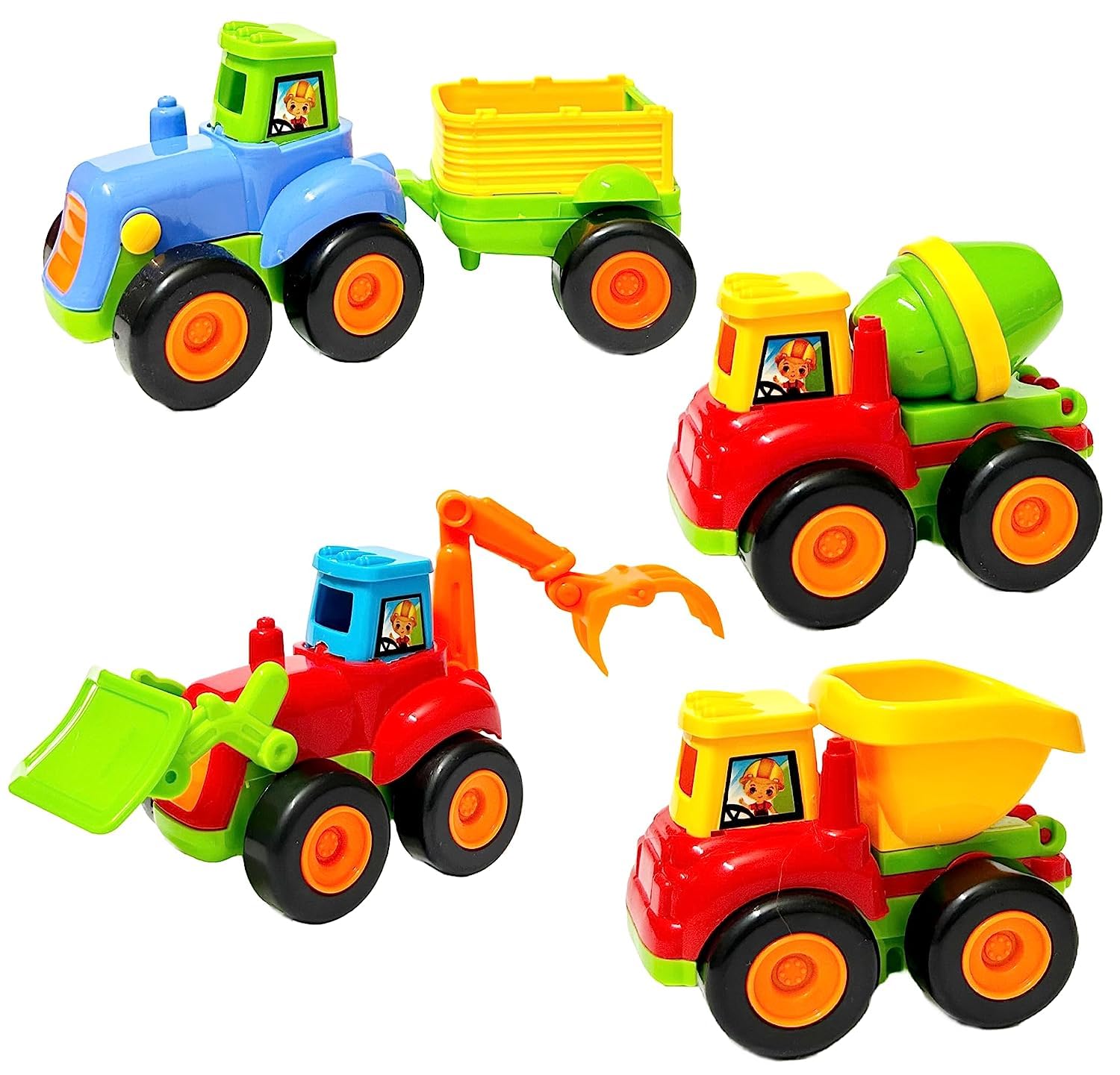 SUPER TOY 4 Pc Construction Truck Toy for Kids Friction Power Tractor ...