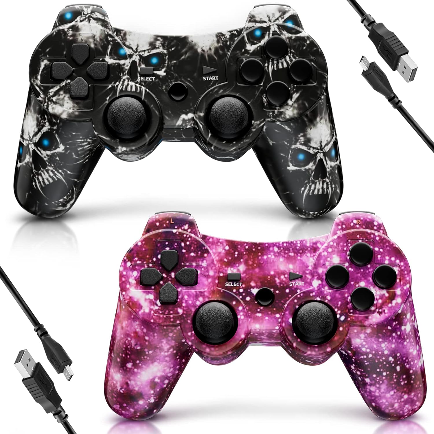 ISOUCO 2 Pack Wireless Controller for PS3, Gamepad 6-Axis Double ...