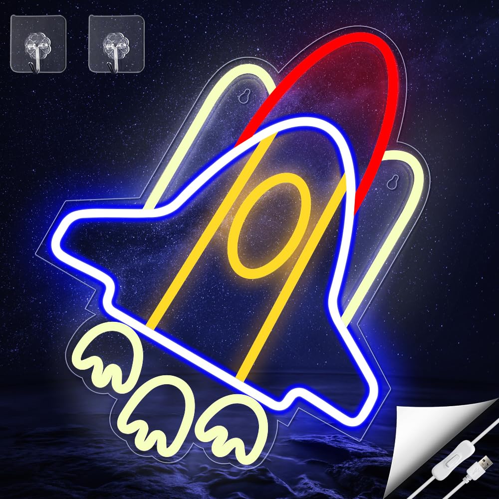 Amazon.com : Arrinew Neon Signs Rocket, (16 x 12 inch) Big Space Ship ...