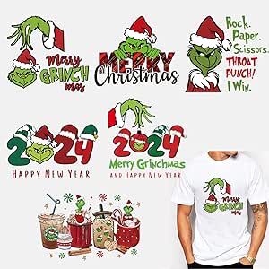 Amazon.com: 6Pcs Christmas Iron On Transfers for t-Shirts,Christmas ...