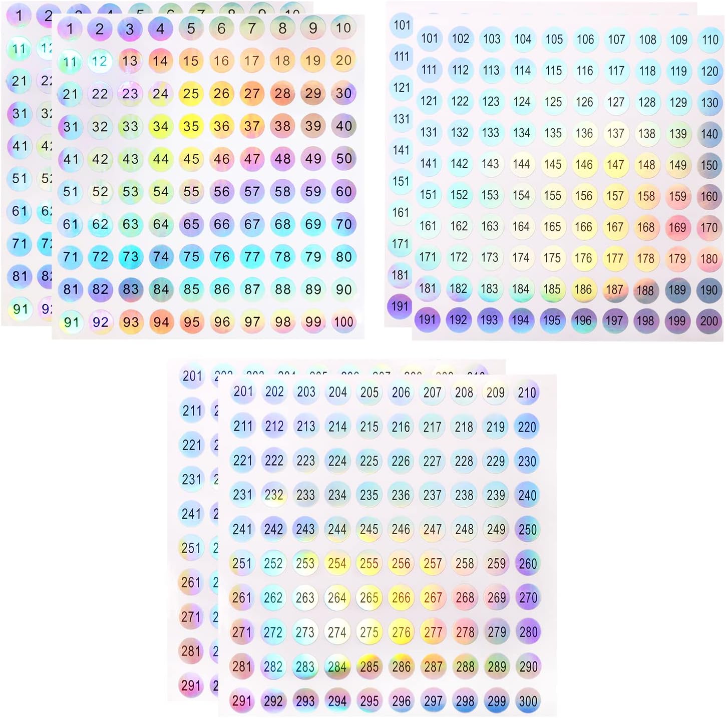 Amazon.com : Mini Skater 6 Sheets 1 to 300 Laser Number Label Stickers ...