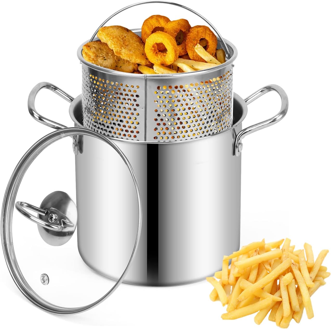 Amazon.com: Yummy Sam 3 Quart Stainless Steel Small Deep Fryer Pot with ...