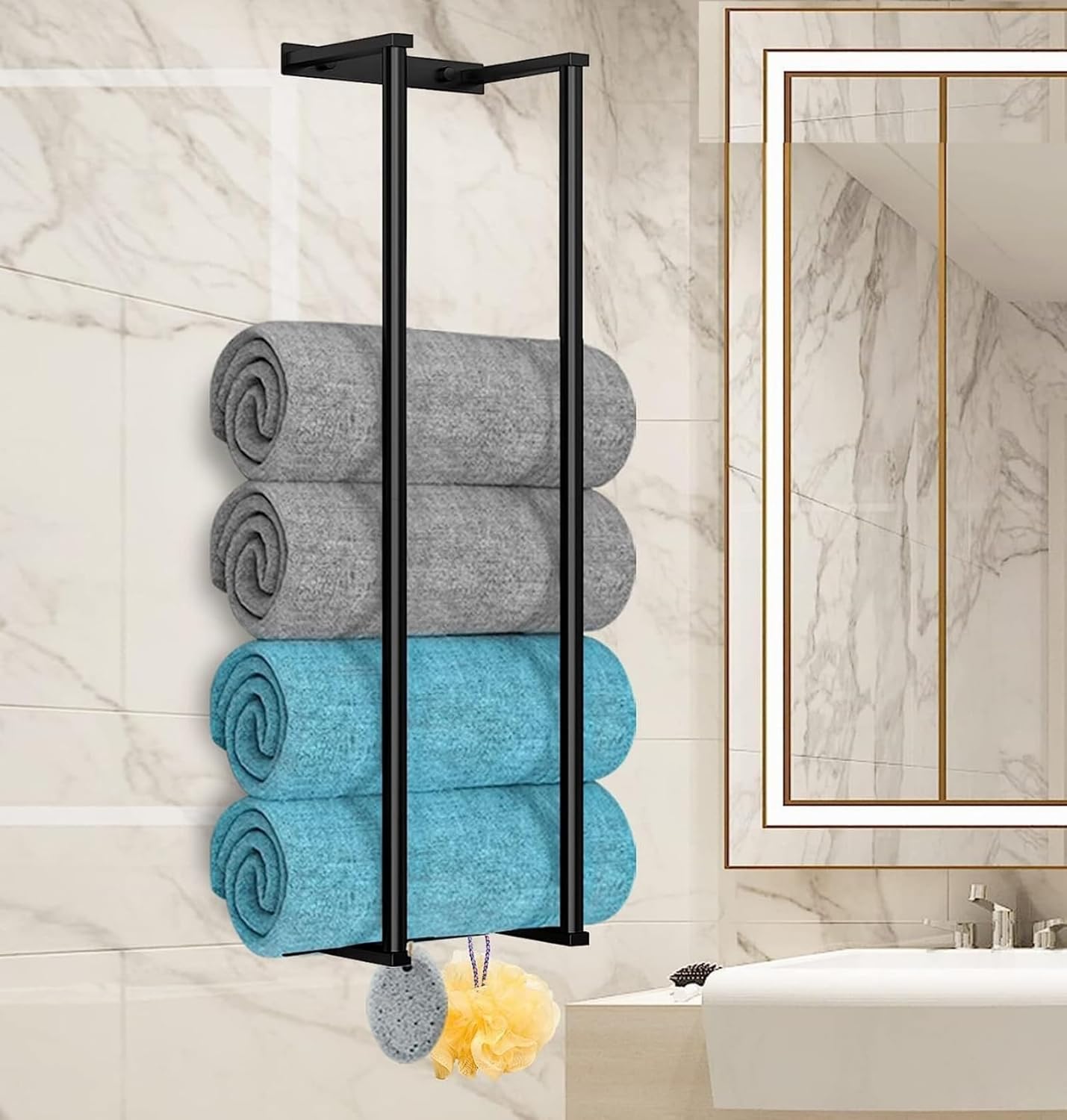 Amazon.com: Wall Towel Rack for Rolled Towels Metal Towel Holder ...