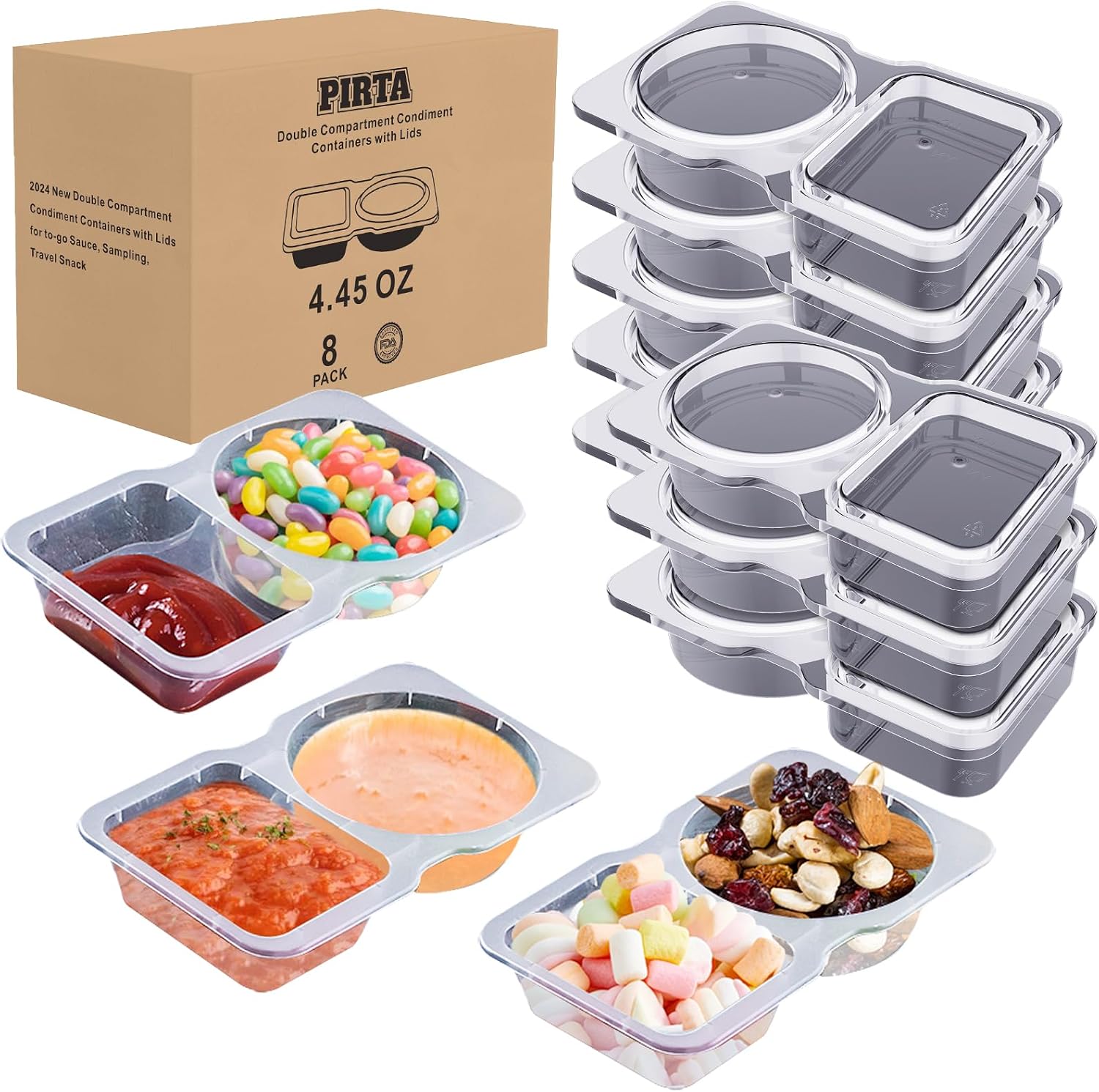 Amazon.com: [8 PCS] Double Compartment Condiment Containers with Lids ...