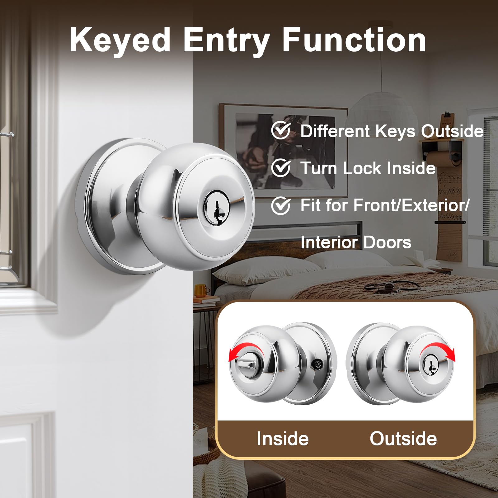 Snapklik.com : Probrico Keyed Alike Door Locks, Front Entry Door Knobs