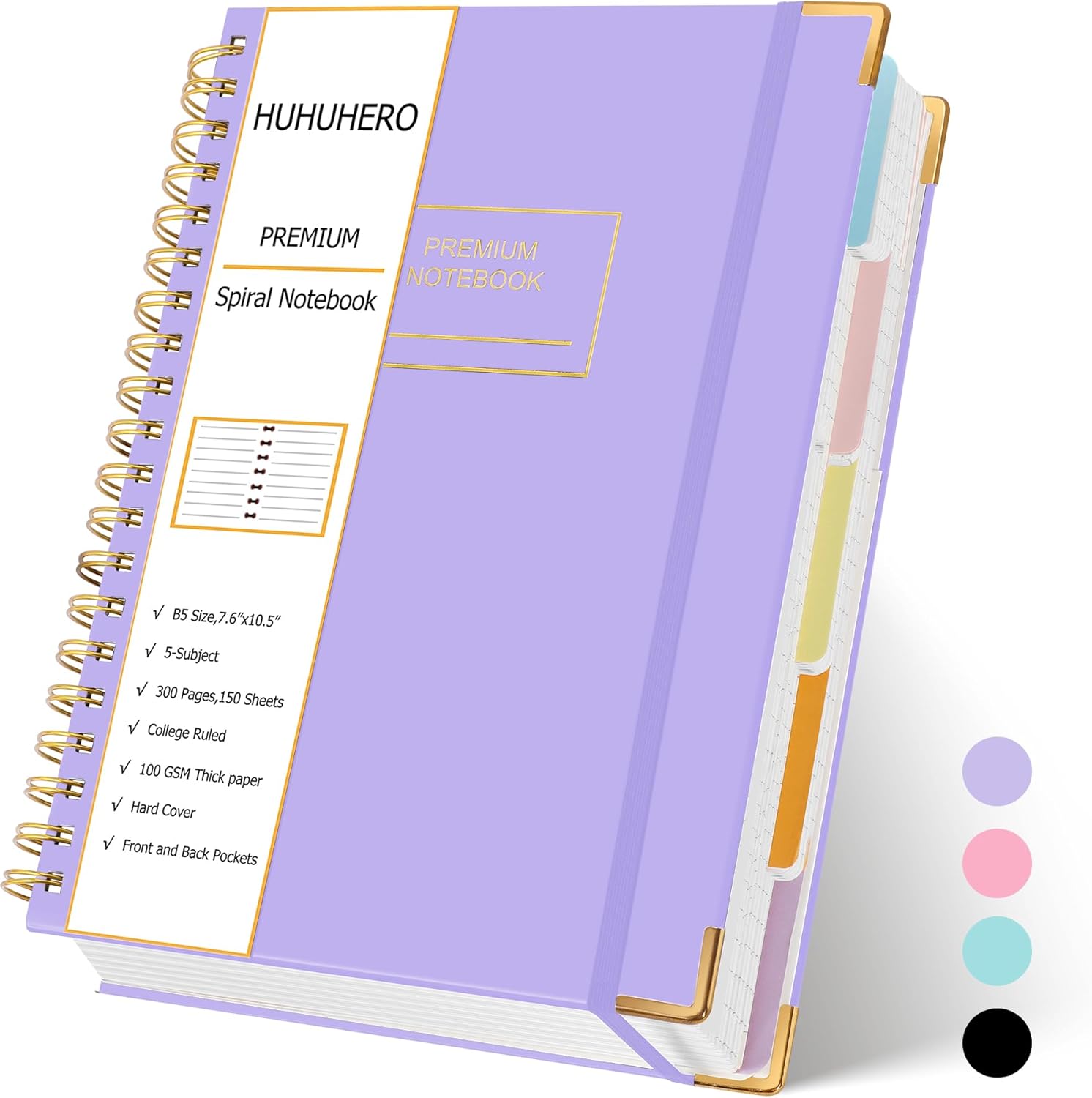 Amazon.com : Huhuhero 5 Subject Notebook, Spiral Notebook Journal ...