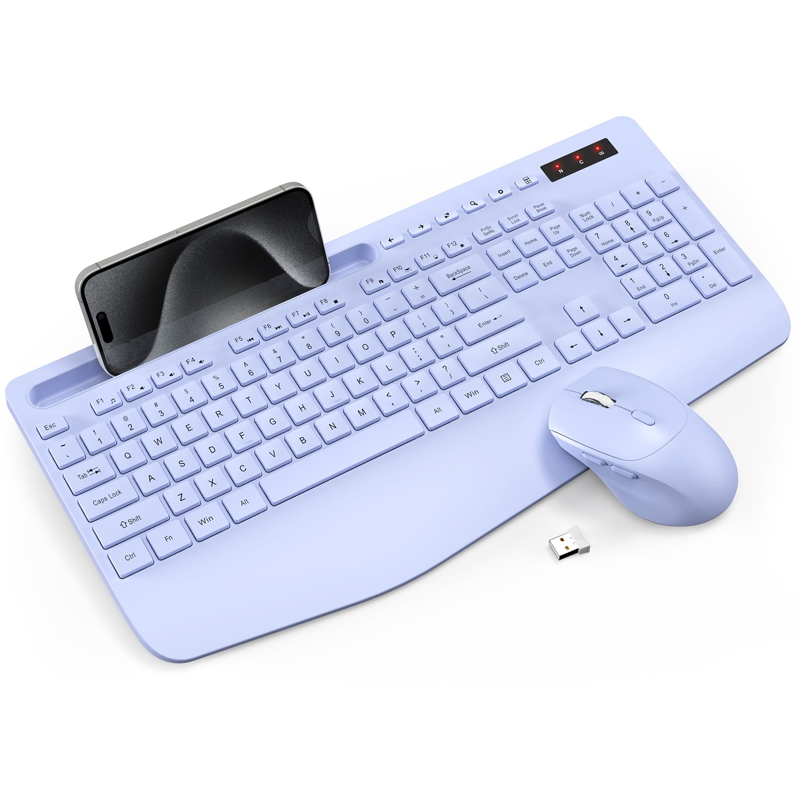 Wireless Keyboard And Mouse Combo Full Sized Ergonomic Keyboard Wrist ...