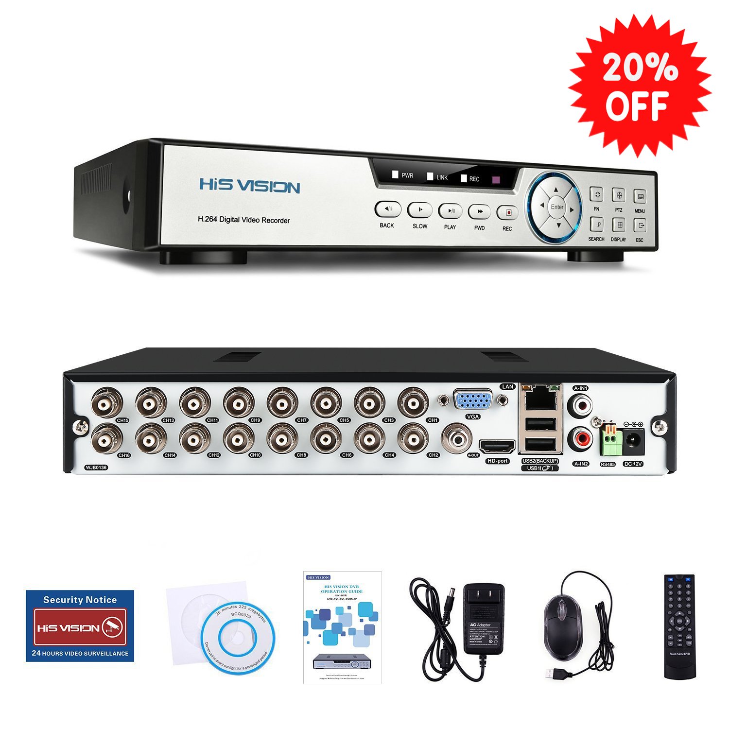 HIS VISION 16CH 720P Hybrid NVR/1080N AHD DVR/Full 960H Real-Time ...