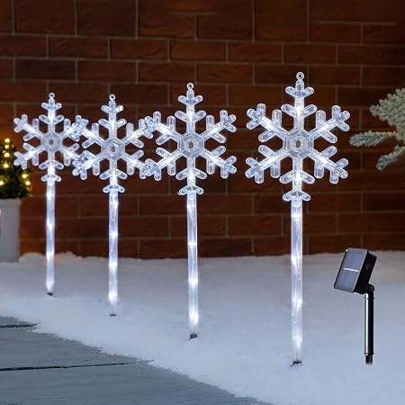 Amazon.com: Alpine Corporation 33" H Outdoor Solar 3D Snowflake Garden ...