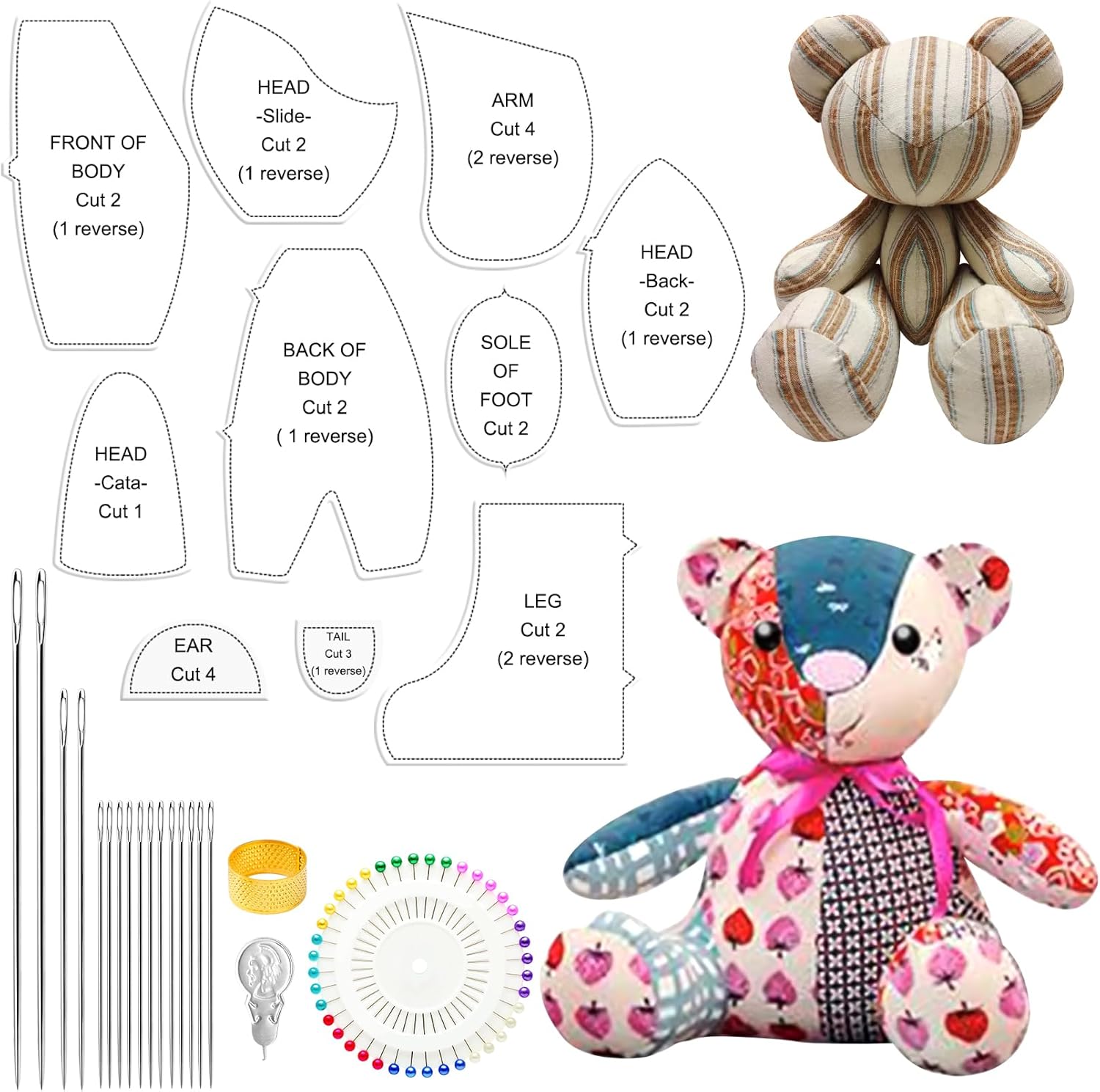 Amazon.com: Yasons Memory Bear Sewing Patterns Template Ruler Set ...