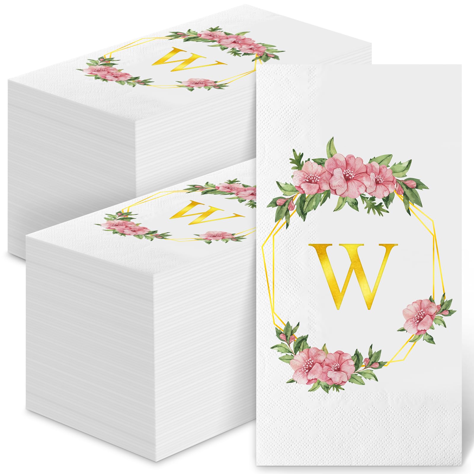 Amazon.com: 200 Gold Floral Monogrammed Disposable Napkins - Initial ...
