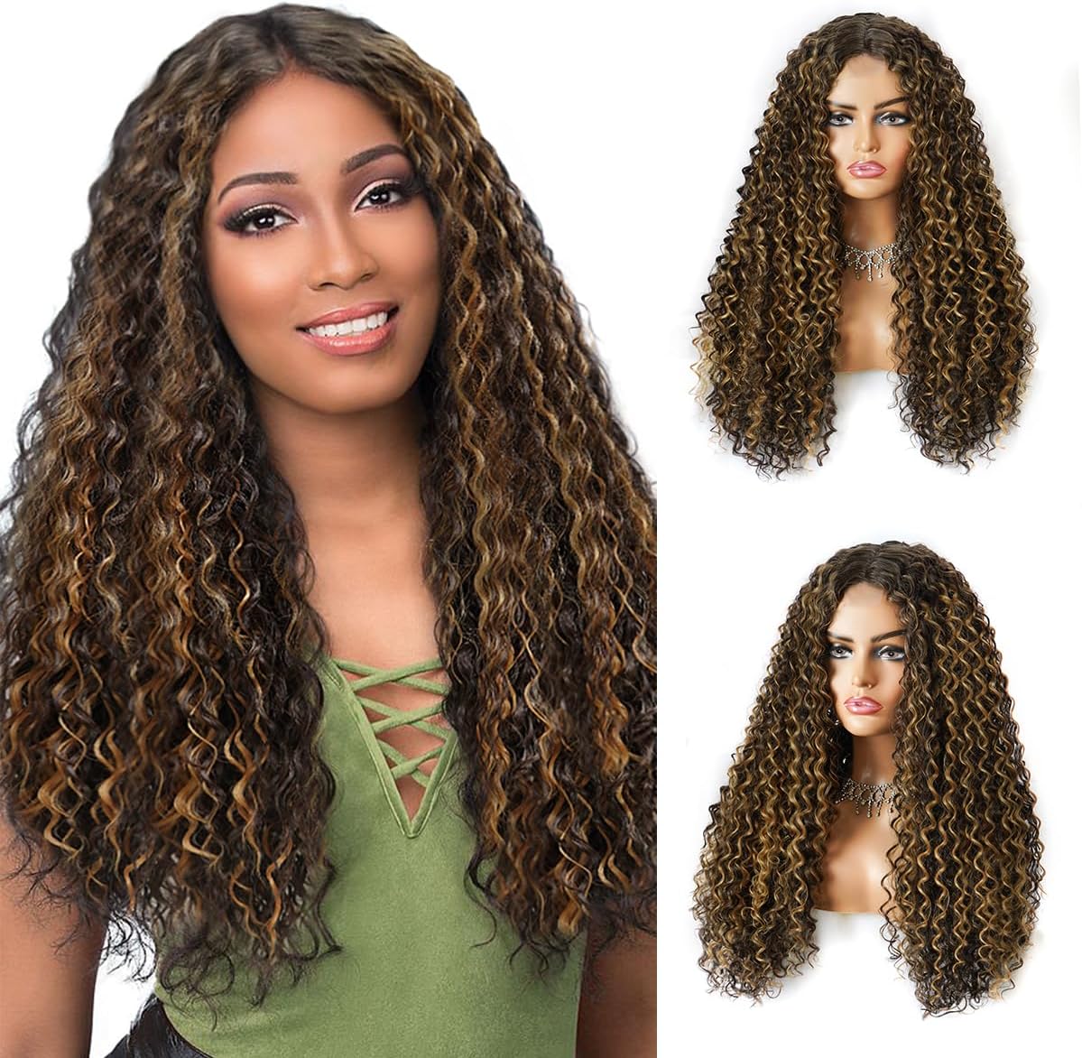 Amazon.com : Limerence Highlight Wig Curly Wigs for Black Women 24Inch ...
