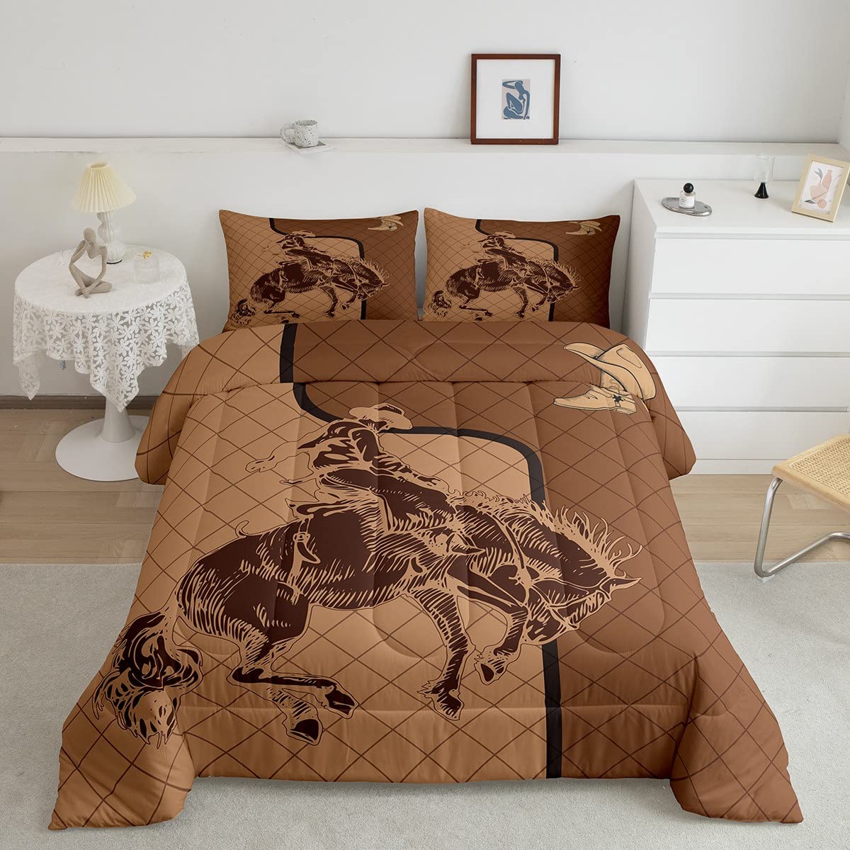 Amazon.com: Castle Fairy Western Cowboy Rodeo Comforter Set Queen Size ...