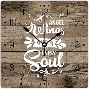 Amazon.com: Zyadsinoudor Angel Wings and A Gypsy Soul Square PVC Clock ...