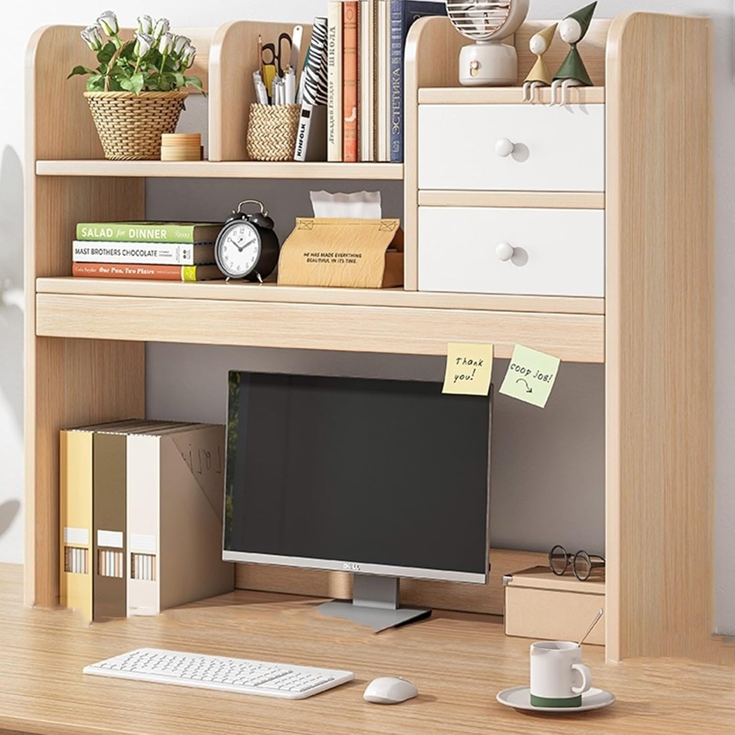 Amazon.com: Countertop Hutch Bookshelf, Wooden Desk Organizer, Computer ...