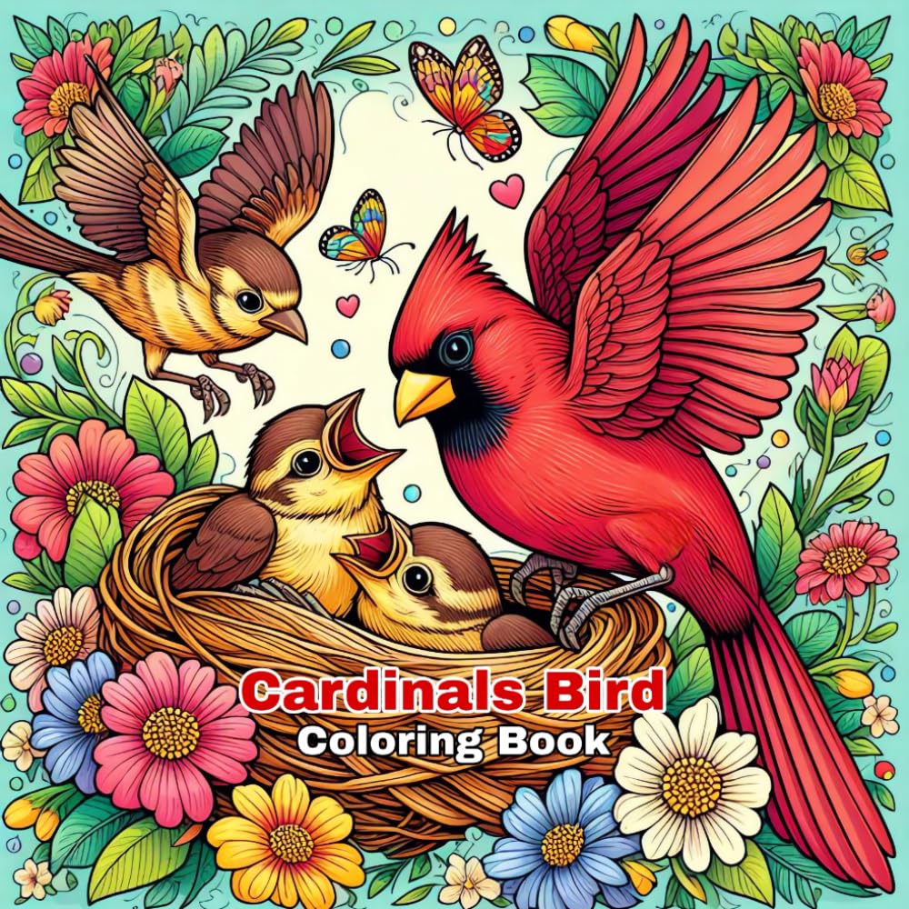 Amazon.com: Cardinals Bird Coloring Book: A Relaxing Coloring Book with ...