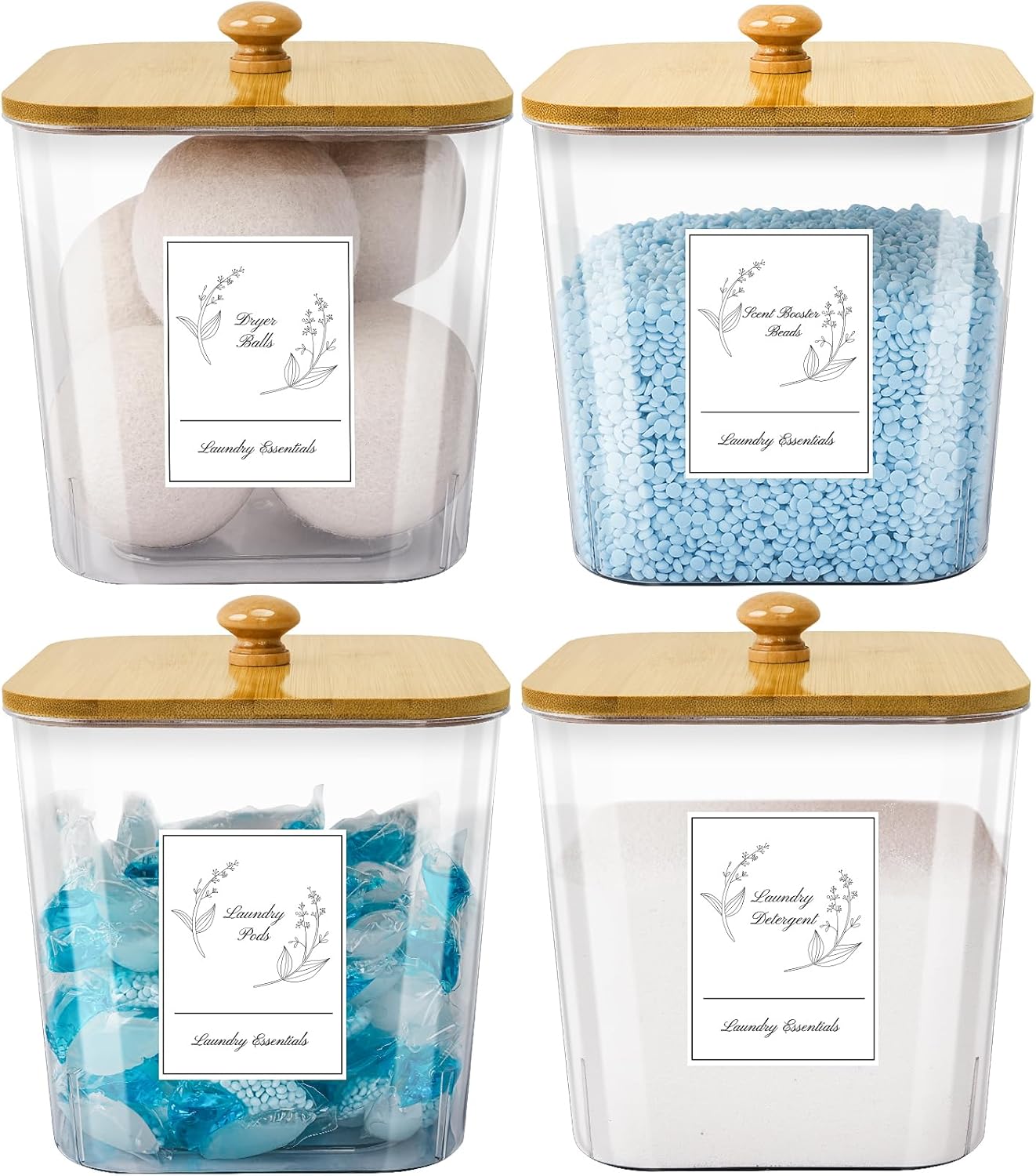 Amazon.com: 4 Pack Laundry Pods Containers & Plastic Powder Detergent ...