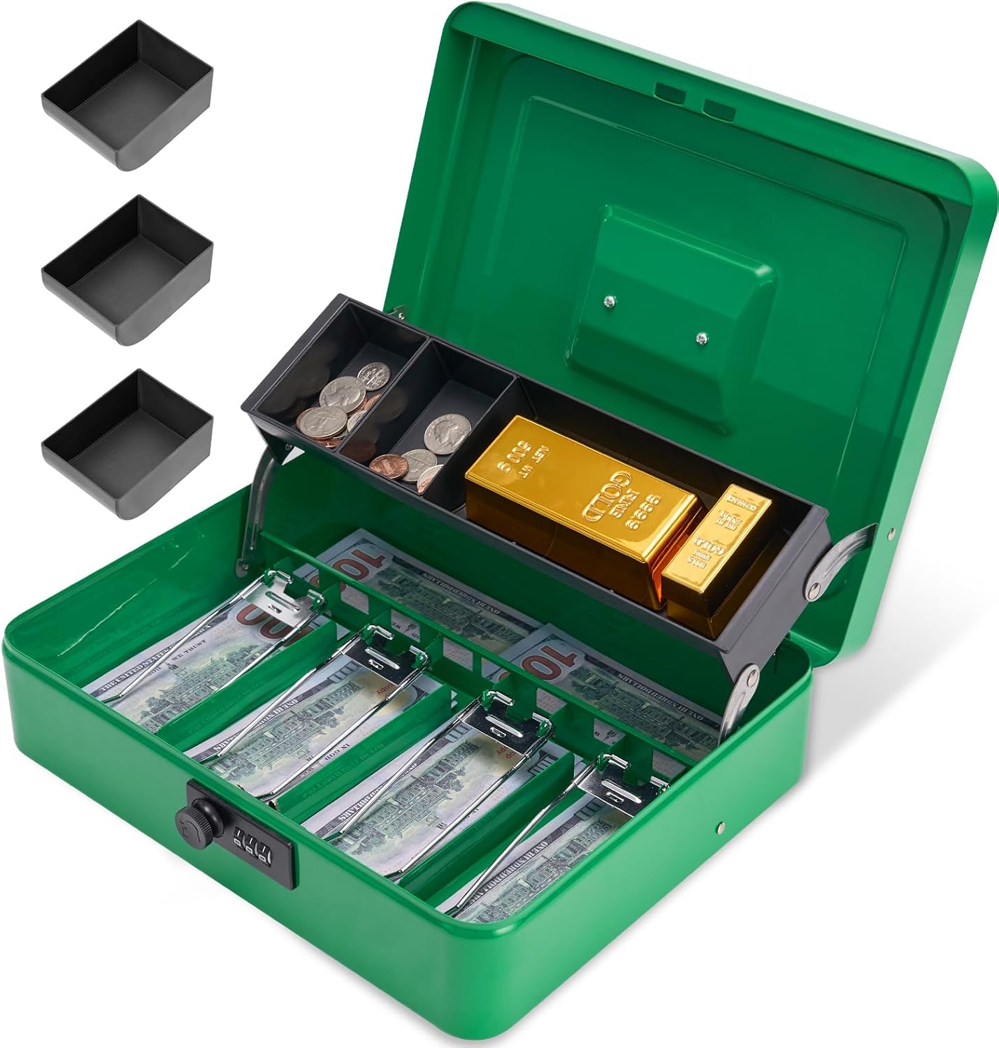 Amazon.com: Polspag Cash Box with Combination Lock, Metal Money Box ...