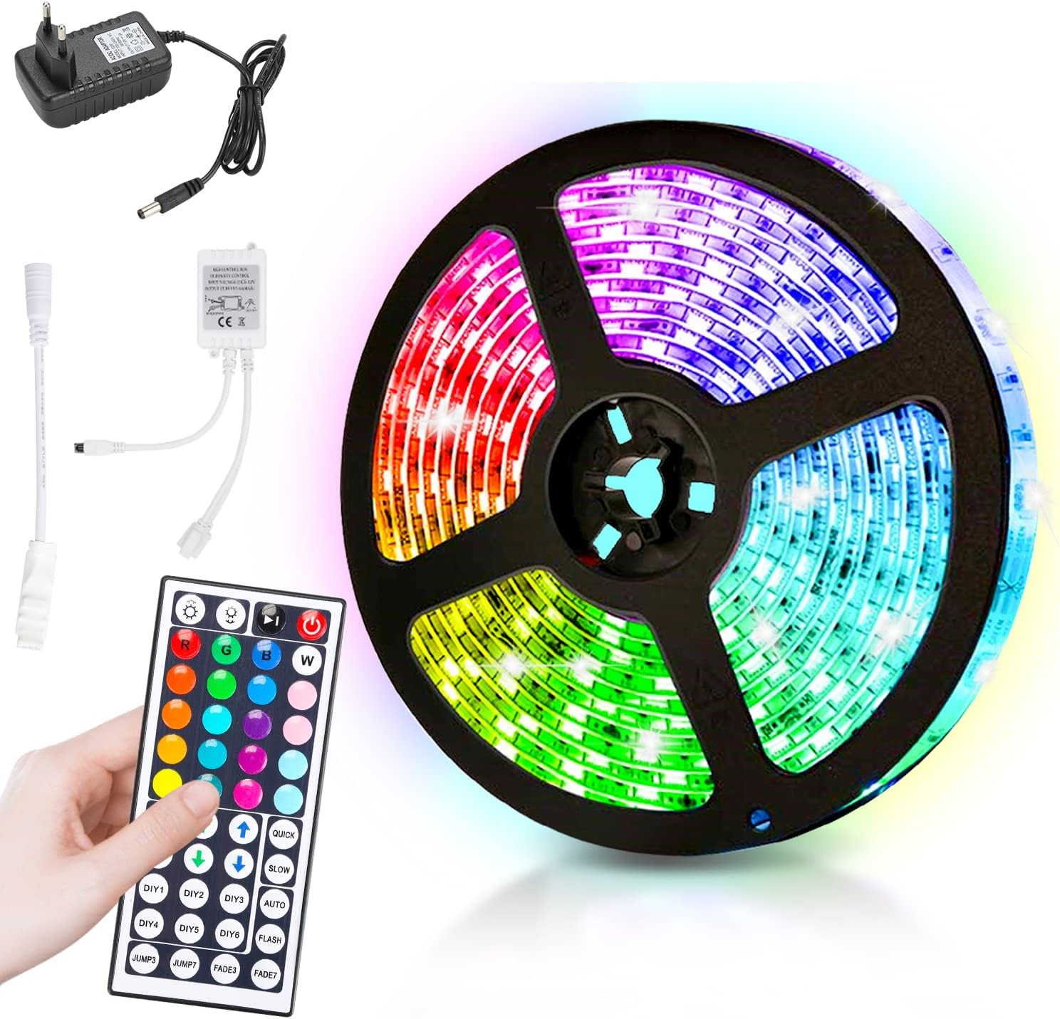 Yakimz LED Strip 1m, RGB LED Streifen mit Fernbedienung, 5050 Leds ...