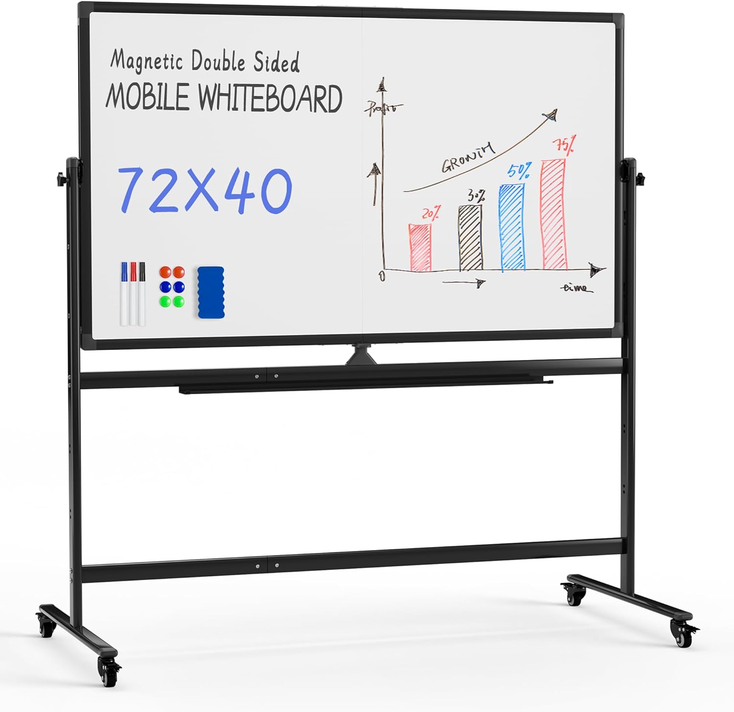 Amazon.com : Rolling Whiteboard, 40"x72" White Board with Stands ...
