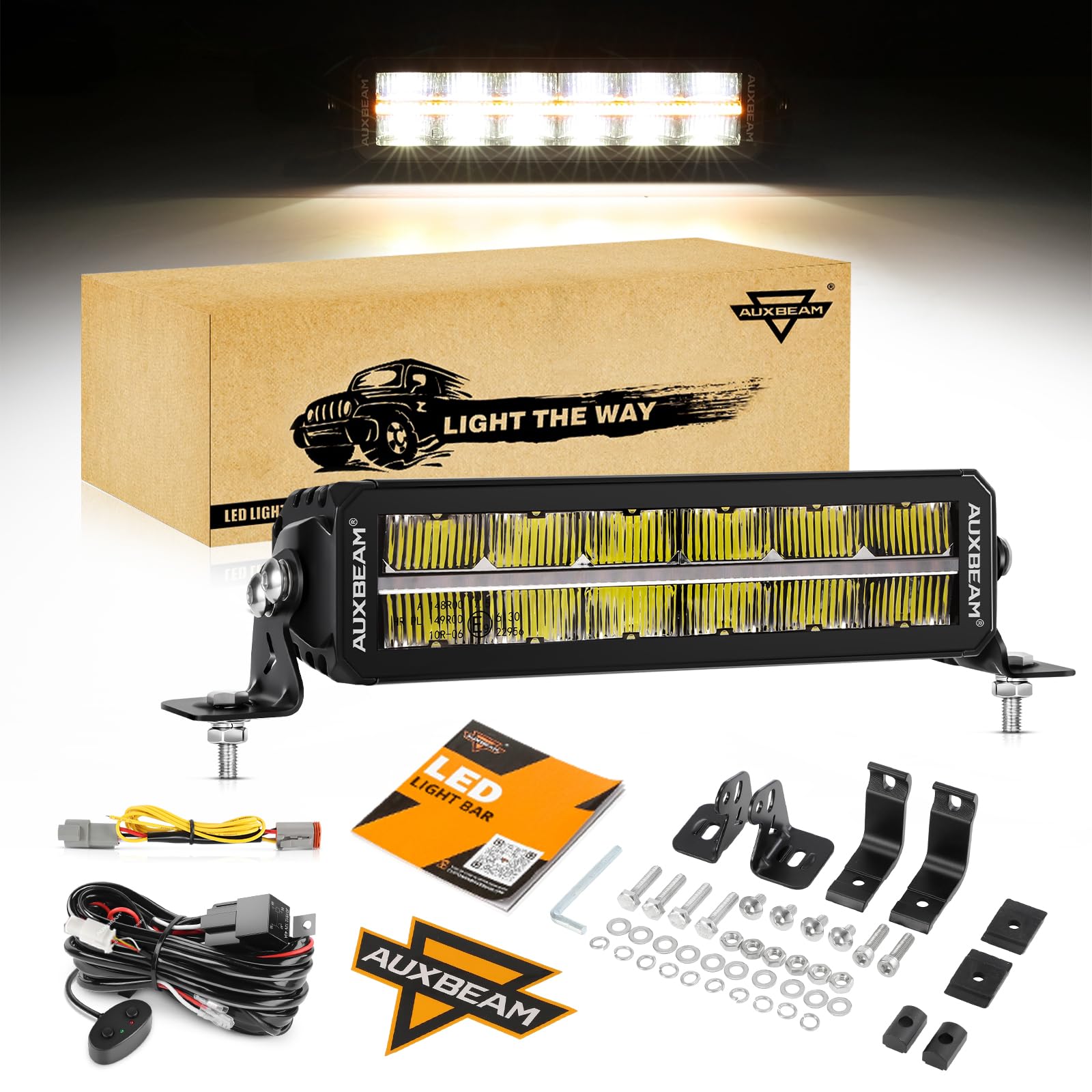 Amazon.com: Auxbeam 12 Inch LED Light Bar, 70W 8160LM Dual Row Anti ...