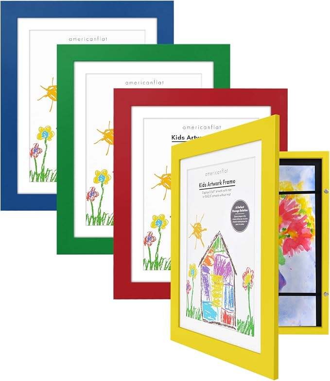 Amazon.com: Americanflat Front Loading Kids Art Frame in Multicolor - 8 ...