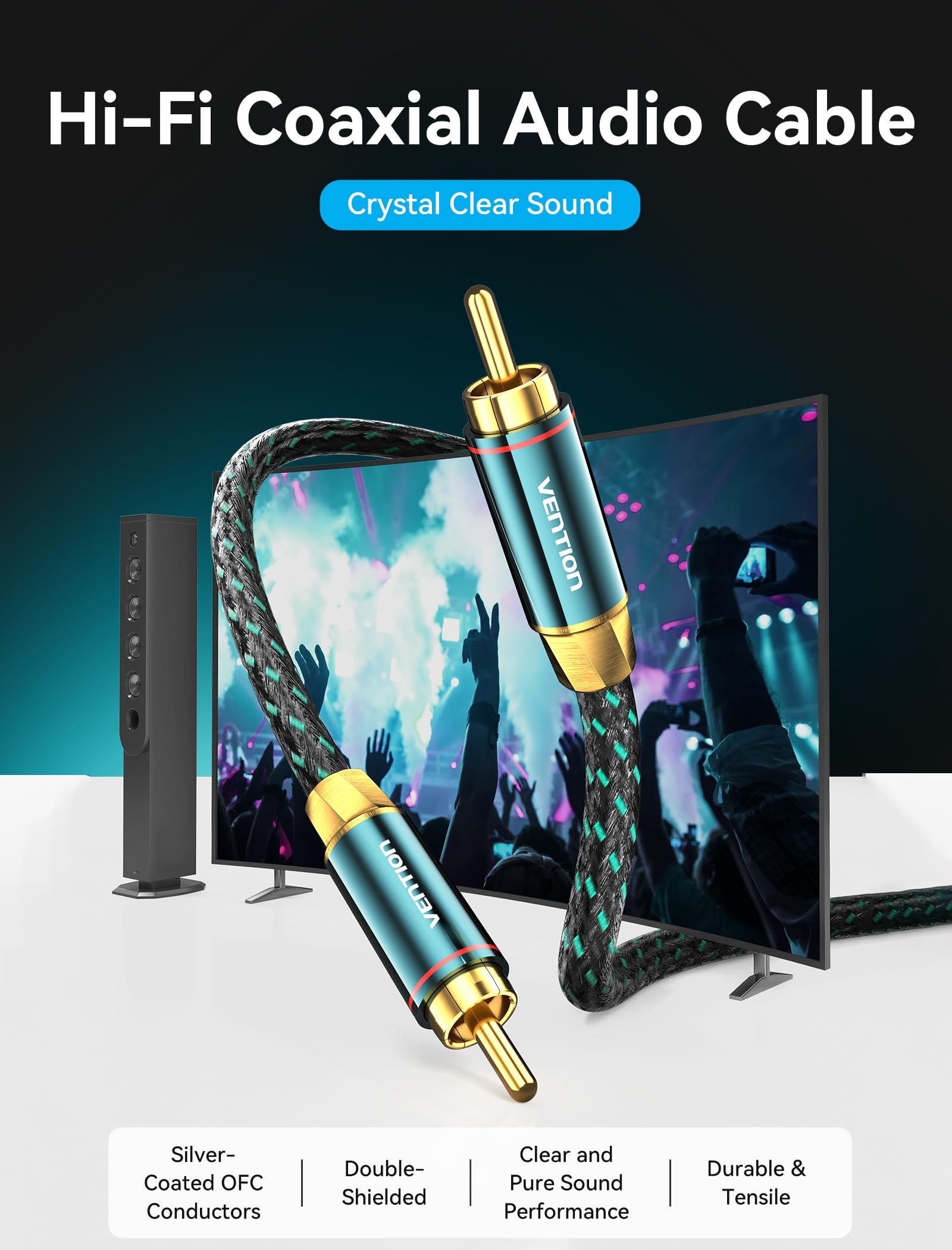 Snapklik.com : VENTION Digital Audio Coaxial Cable 4N OFC - Dual ...