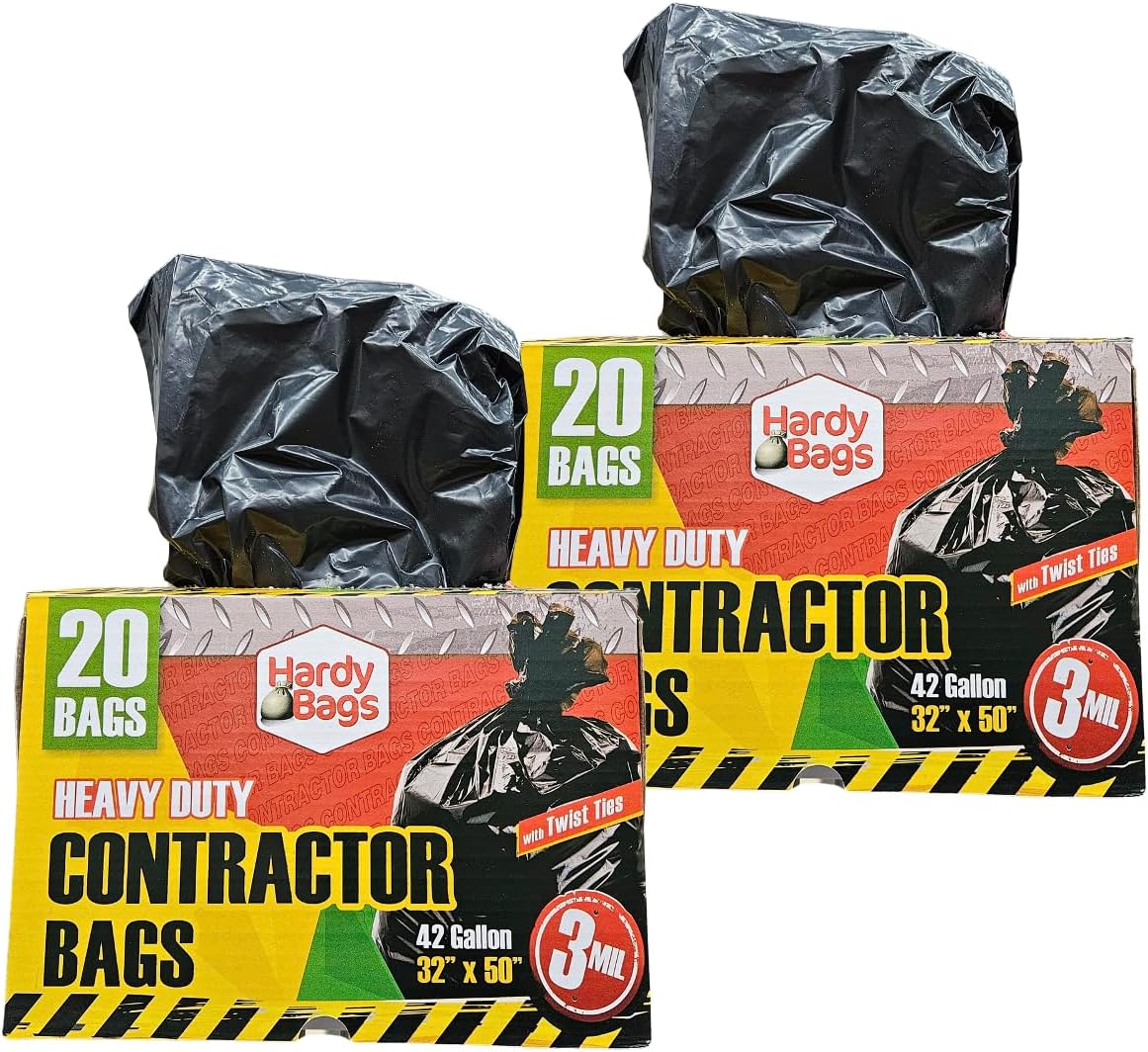 Amazon.com: Hardy Bags Contractor Trash Bags – 42 Gallon Heavy-Duty, 3 ...