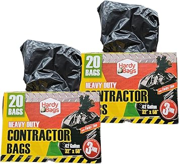 Amazon.com: Hardy Bags Contractor Trash Bags – 42 Gallon Heavy-Duty, 3 ...