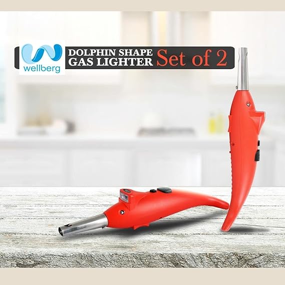 WELLBERG Dolphin Electric Gas Lighter with LED Torch for Kitchen - Pack ...