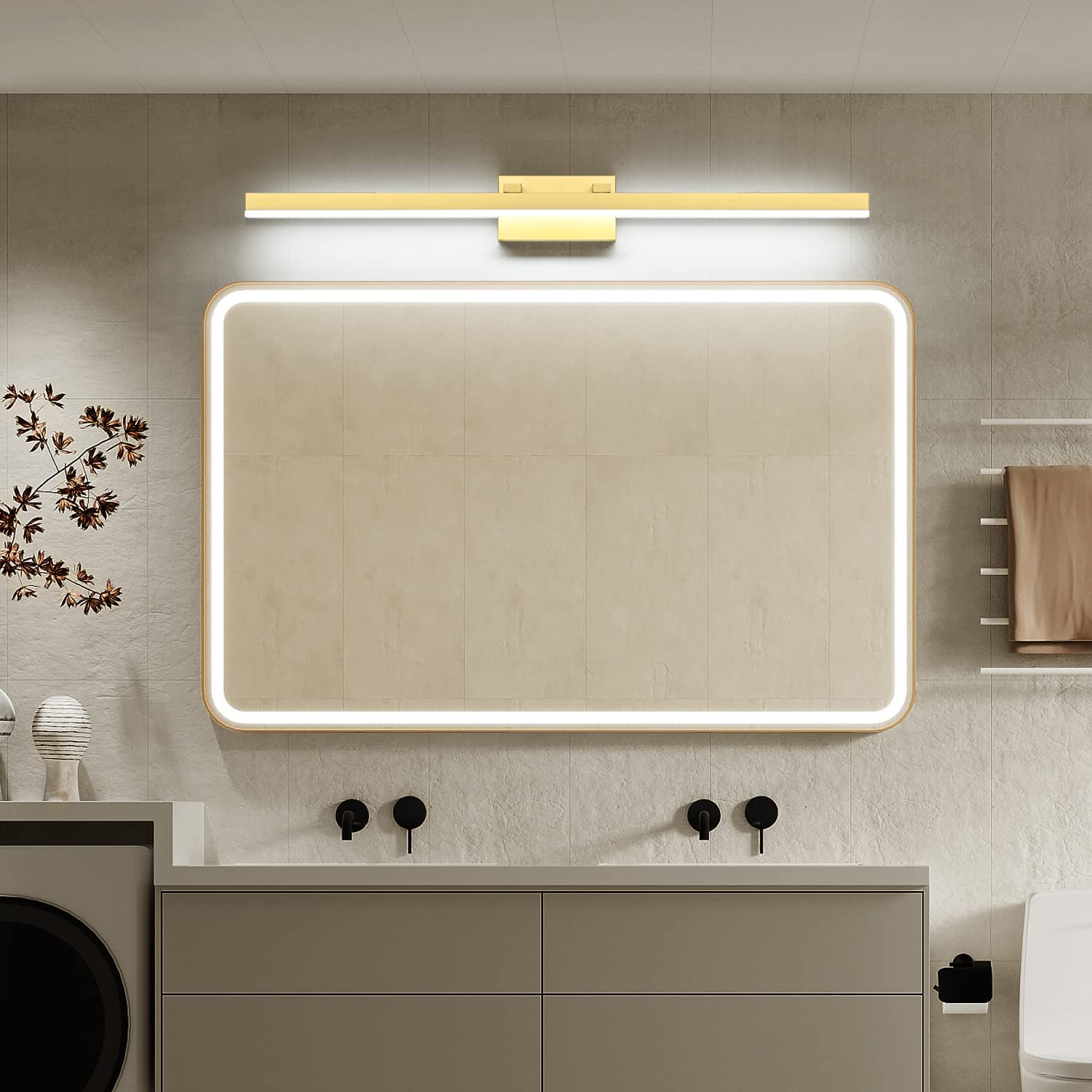 PRESDE Bathroom Light Fixtures Dimmable 40in Gold LED Vanity Light for ...