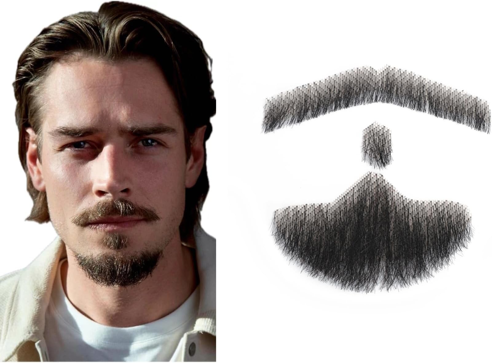 Amazon.com: Bromobiz Fake Mustache, Natural Looking Human Hair Fake ...