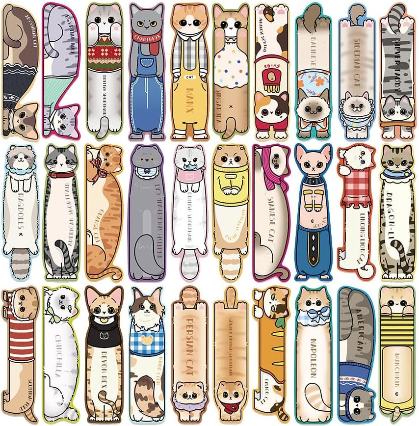 Amazon.com: 30 Pcs Cat Bookmarks Cute Cat Theme Paper Bookmarks for ...