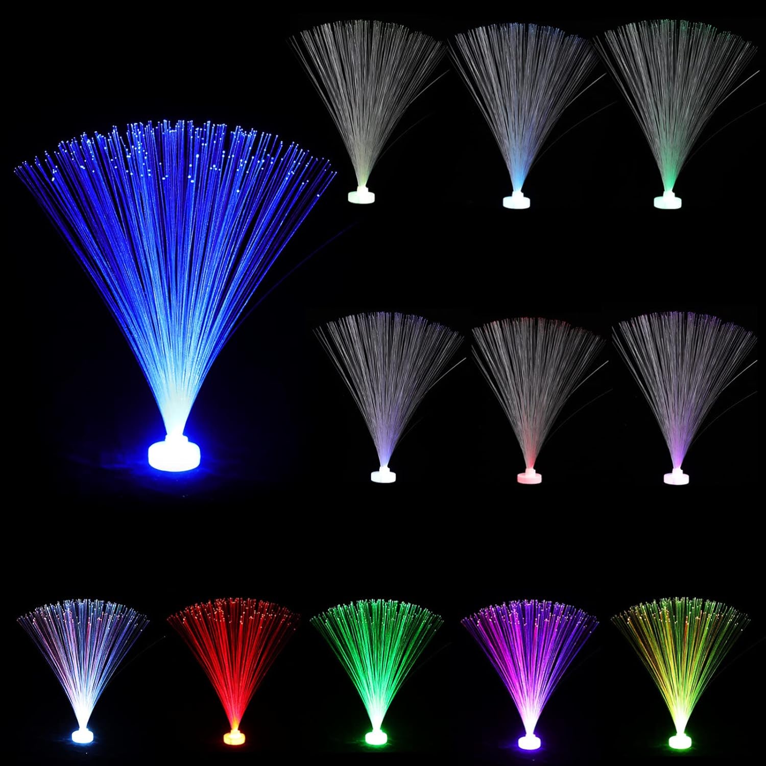 Uonlytech Fibre Optic Lamp 12pcs Color Changing Fiber Optic Light Wand ...