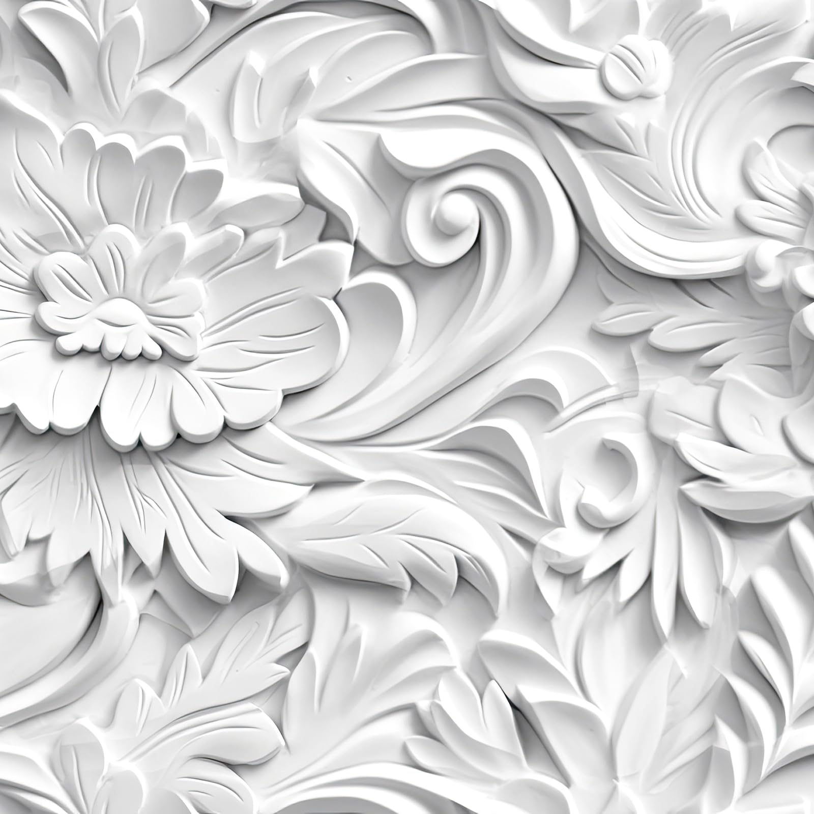 FunStick Modern White 3D Floral Wallpaper Peel and Stick Embossed ...