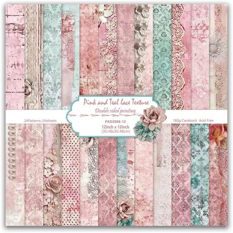 Amazon.com: Pink Lace Scrapbook Paper Vintage Flower Pattern Papers Pad ...
