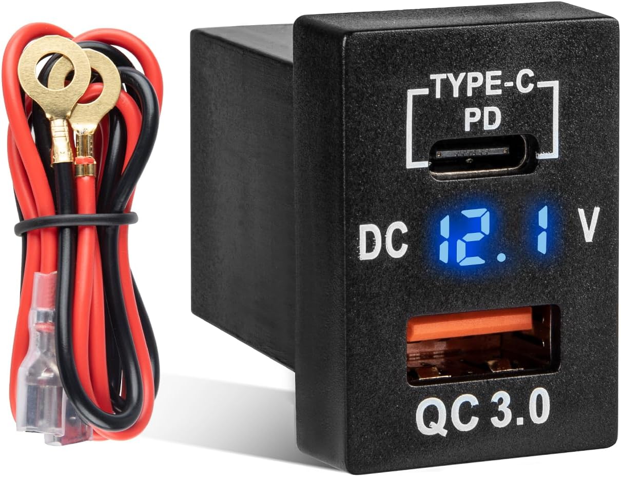 Amazon.com: Anina for Toyota Dual USB C Port PD Quick Charge 3.0 Car ...