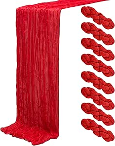 Amazon.com: 8Pack Red Cheesecloth Table Runners 120Inch Gauze Table ...