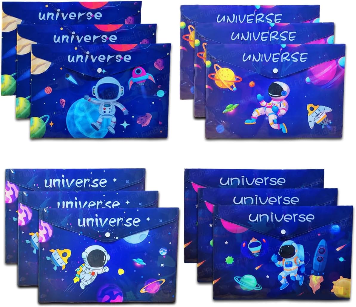 FunBlast Space Astronaut File Folder with Button Lock – Pack of 12 Pcs ...