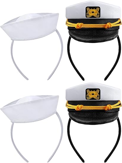 4 Pieces Yacht Captain Headband Sailor Headband Captain Hat Headband ...