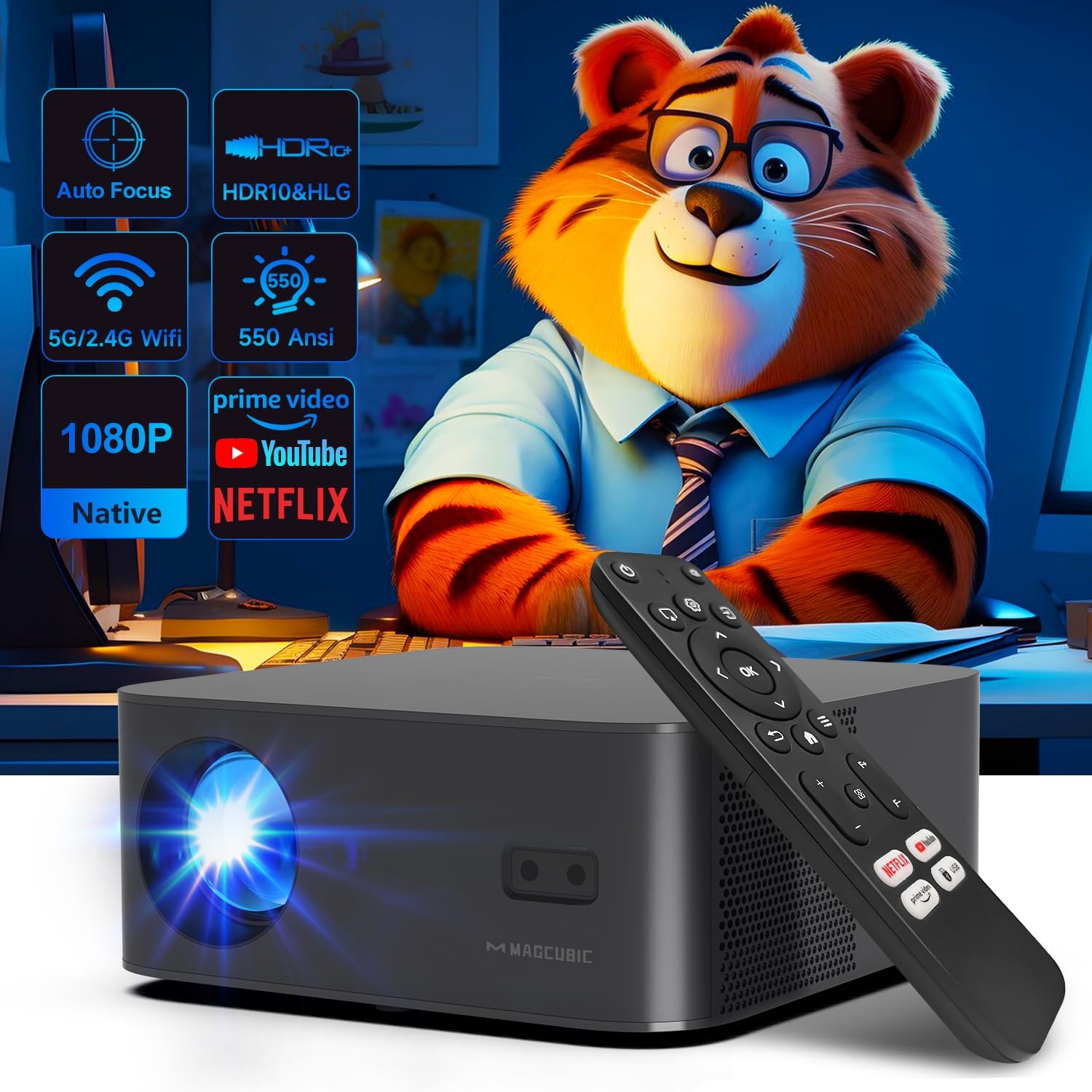 Amazon.com: [Netflix Officially/Auto Focus] Smart Projector with 5G ...