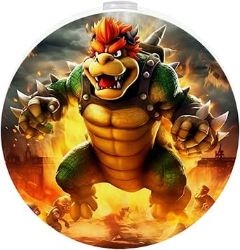 Mario Bowser LED Round Night Light-2PCS - Soft Glow Decorative Lamp for ...
