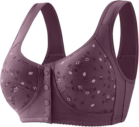 Ellymuse Flower Bras for Older Women Front Closure Wireless Push Up ...