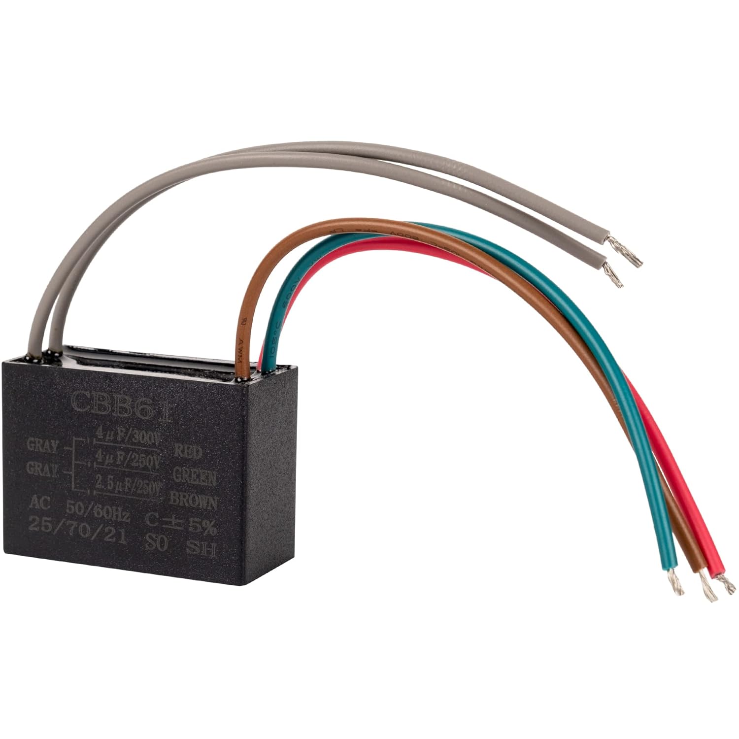 BlueStars Ceiling Fan Capacitor CBB61 4uF + 4uF + 2.5uF 5 Wire 250V/300V Compatible with Hampton ...