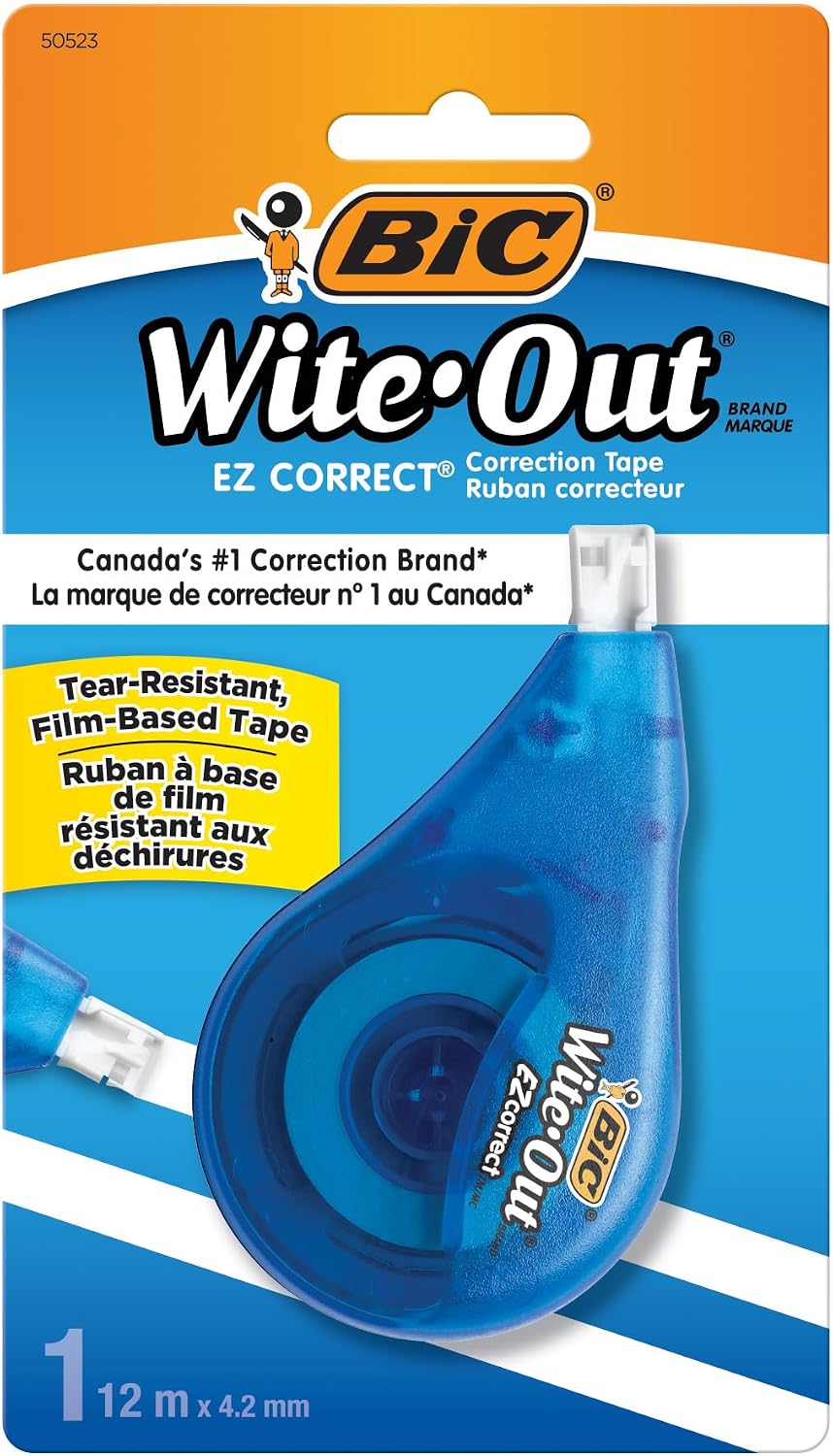 BIC Wite-Out Brand EZ Correct Correction Tape, 12 Metres, 1-Count Pack ...