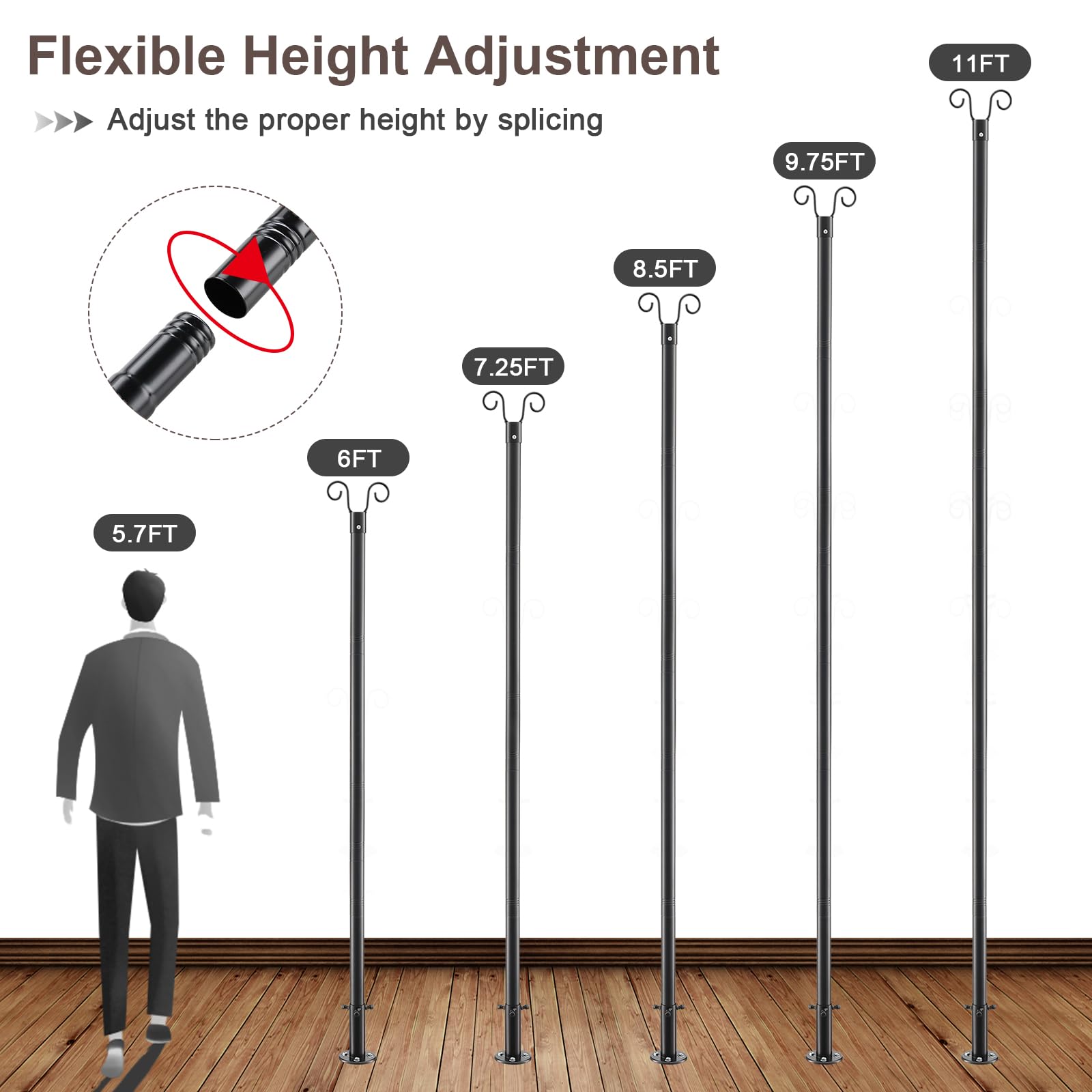 Snapklik.com : String Light Poles For Deck - 10FT Black String Light ...