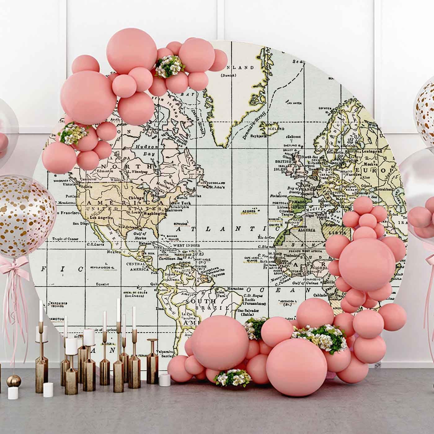Amazon.com : PHMOJEN 7.2ft World Map Round Backdrop Cover, Flannel ...